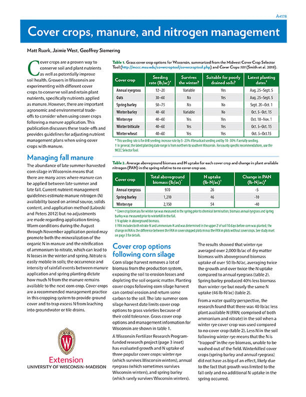 Cover Crops, Manure, and Nitrogen Management — The Learning Store