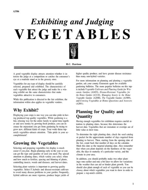 Exhibiting and Judging Vegetables — The Learning Store