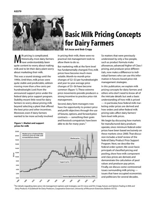 Basic Milk Pricing Concepts for Dairy Farmers — The Learning Store
