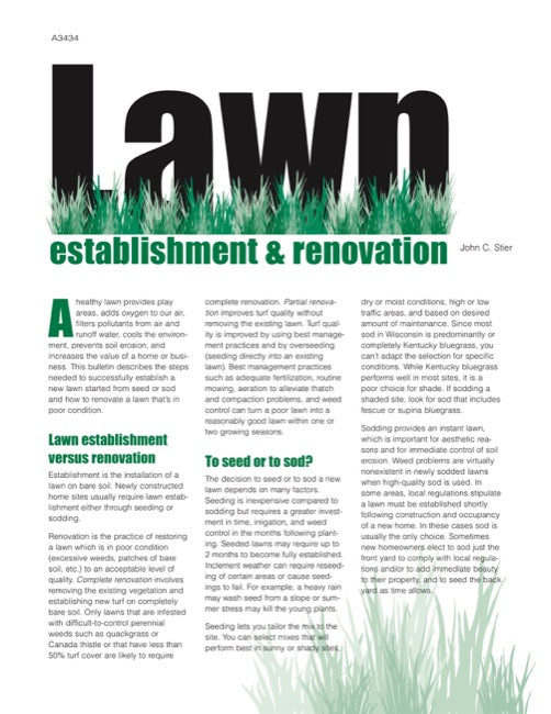 Lawn Establishment and Renovation — The Learning Store