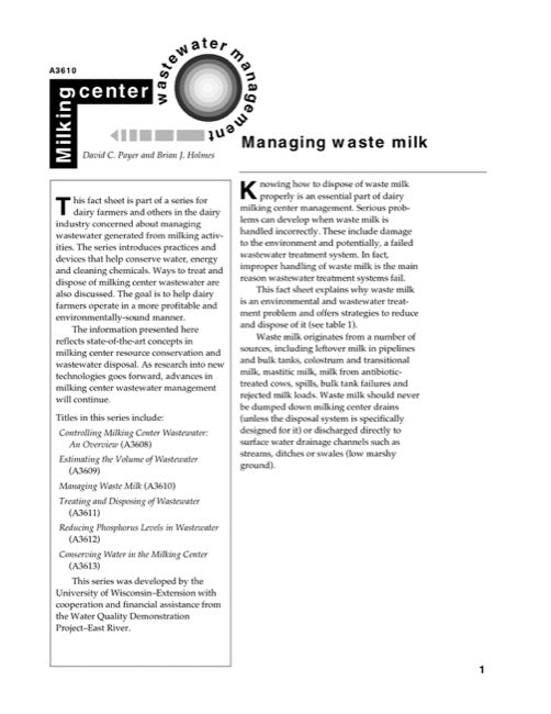Managing Waste Milk — The Learning Store