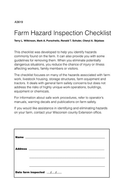 Farm Hazard Inspection Checklist — The Learning Store